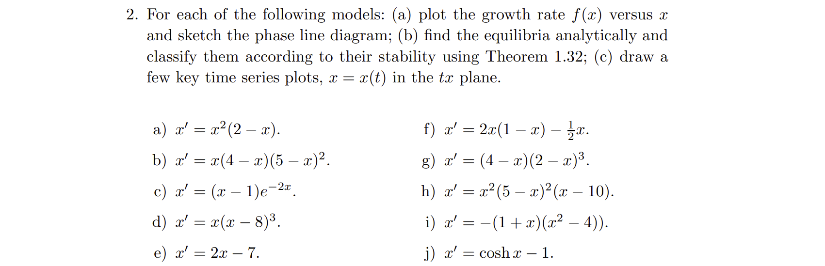 2. For each of the following models: (a) plot the | Chegg.com