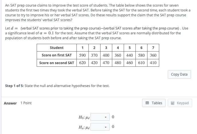 Solved An SAT prep course claims to improve the test score | Chegg.com