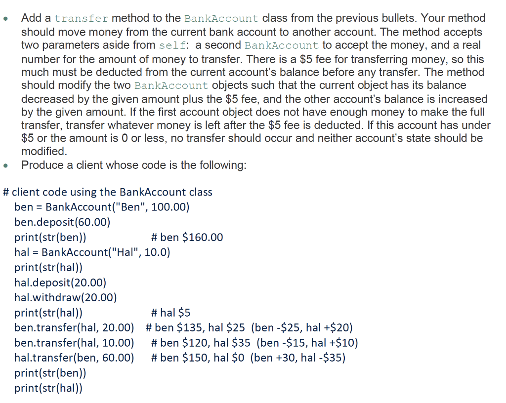 Solved Modify the BankAccount class shown below that adds | Chegg.com