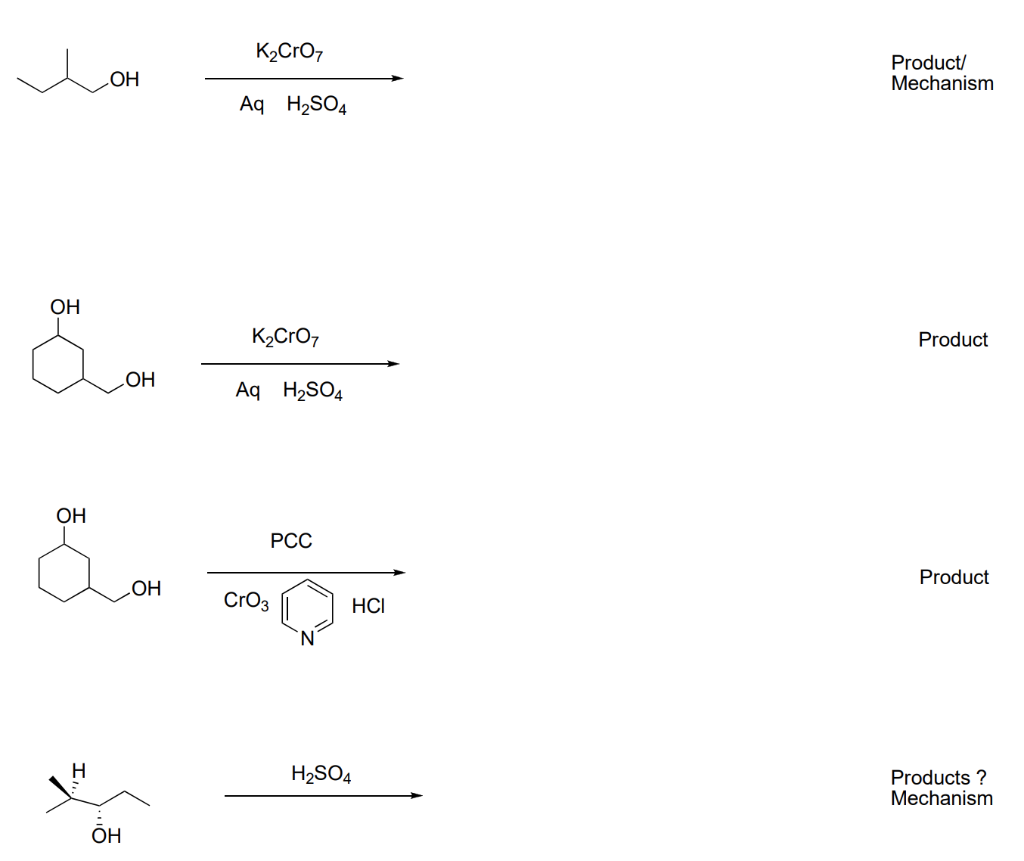 Solved K2CrO7 Product Mechanism он Aq H2SO4 OHI K2CrO7 | Chegg.com