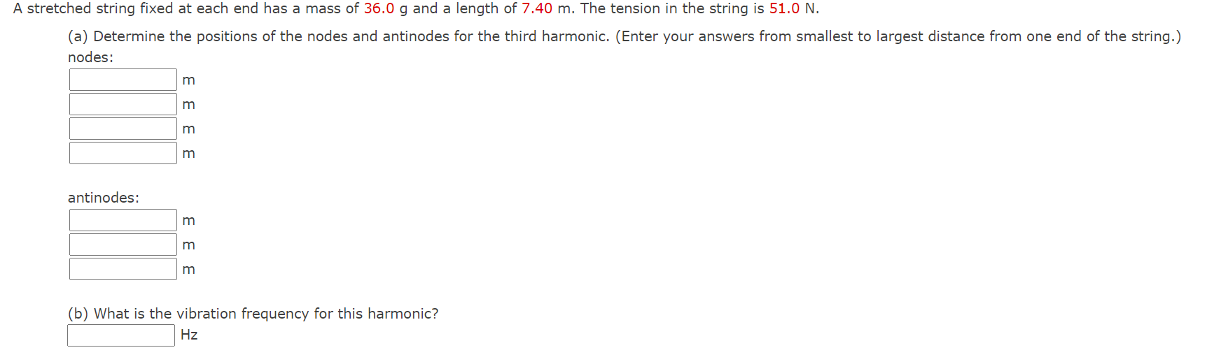 Solved A stretched string fixed at each end has a mass of | Chegg.com