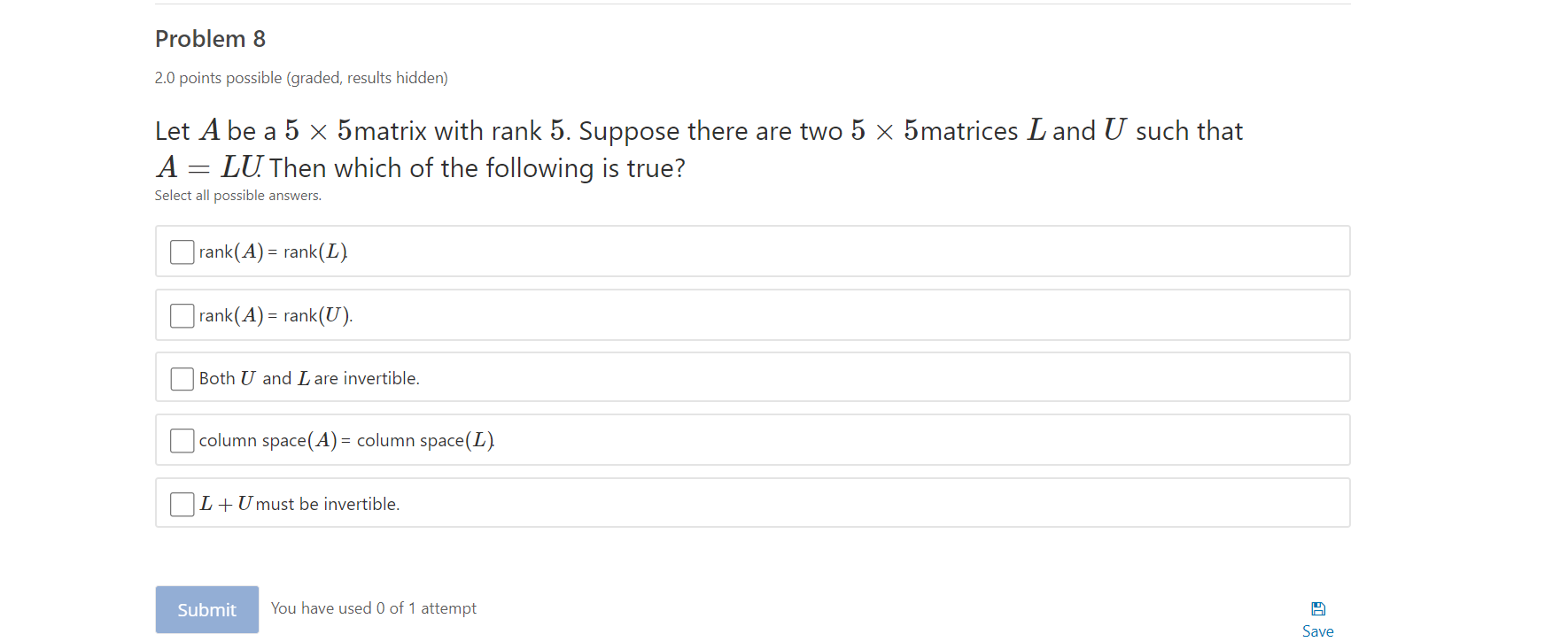 Solved Problem 8 2.0 points possible (graded, results | Chegg.com