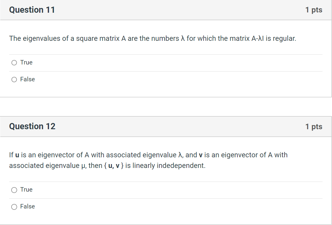 Solved The eigenvalues of a square matrix A are the numbers | Chegg.com