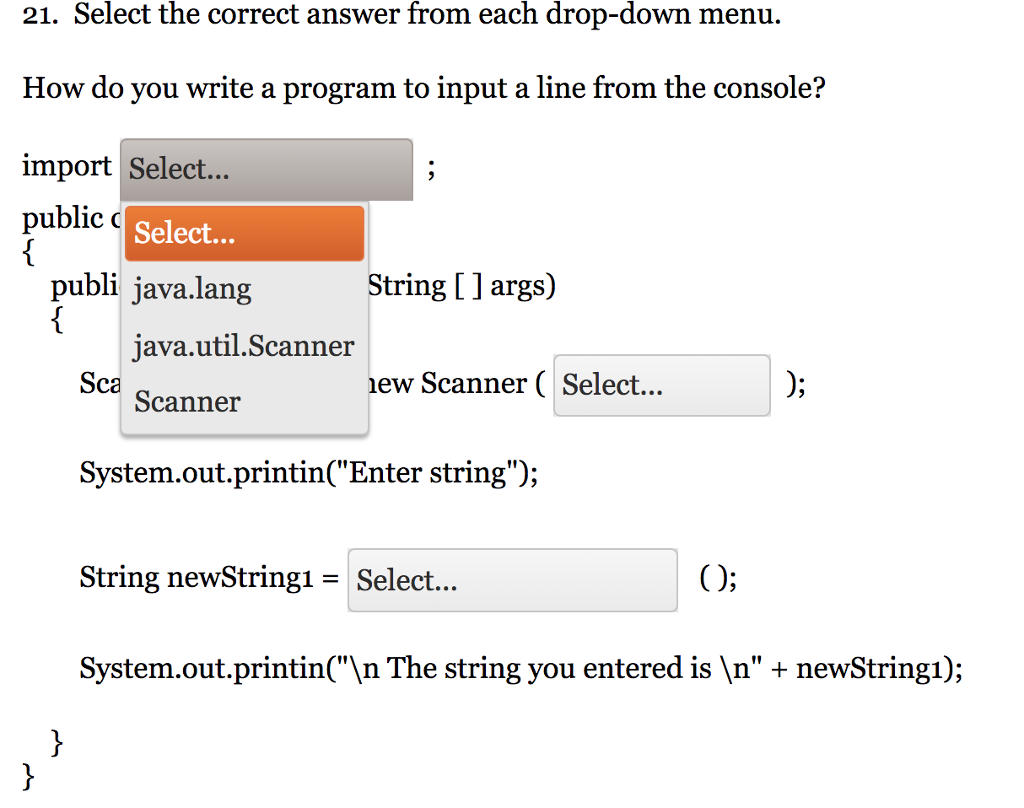 Solved 21. Select the correct answer from each drop-down | Chegg.com