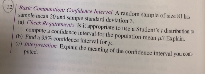Solved 12 | Basic Computation: Confidence Interval A random | Chegg.com