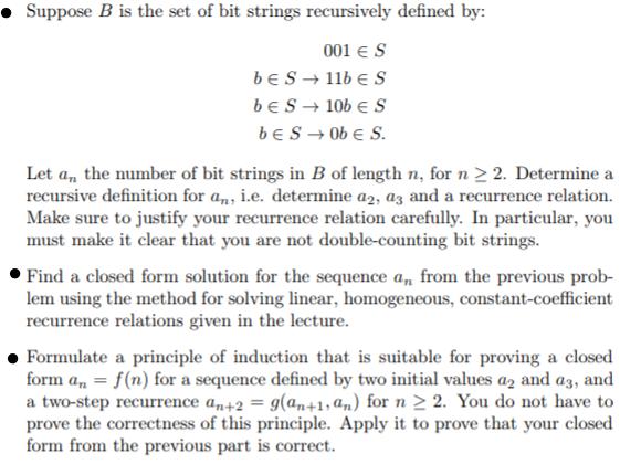 Solved Suppose B Is The Set Of Bit Strings Recursively