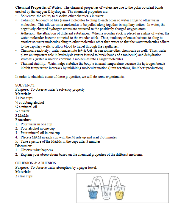 Chemical Properties of Water: The chemical properties | Chegg.com