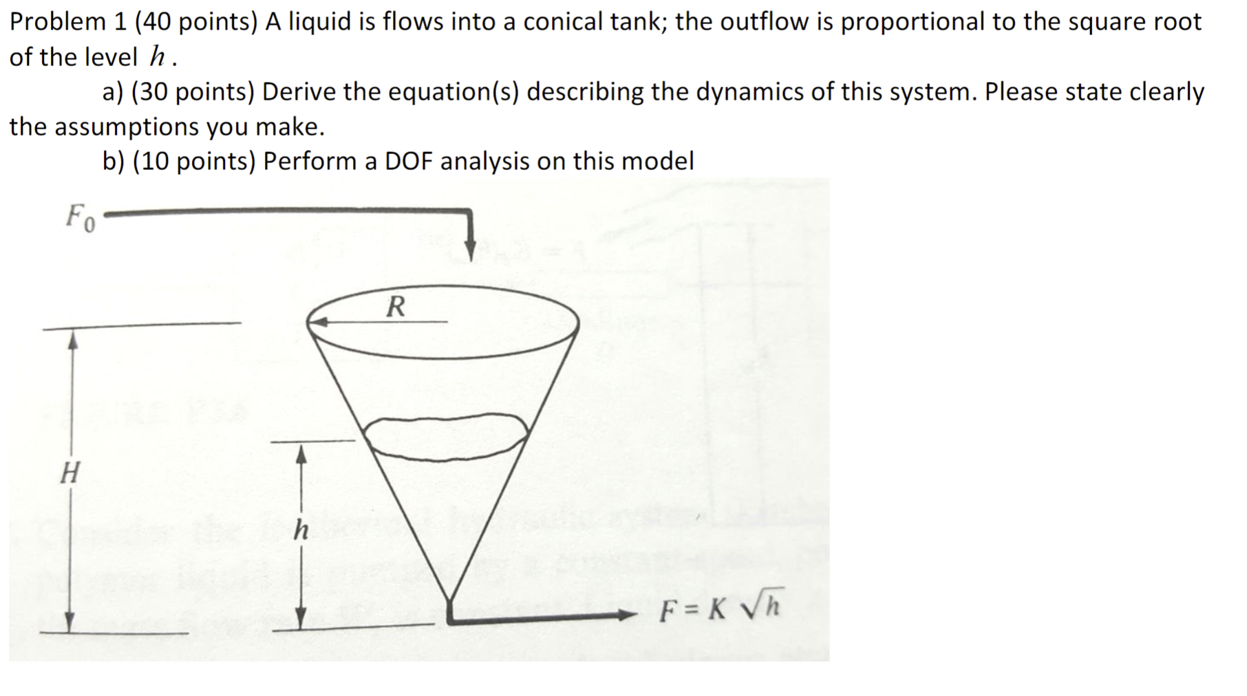 Solved Problem 1 (40 points) A liquid is flows into a | Chegg.com
