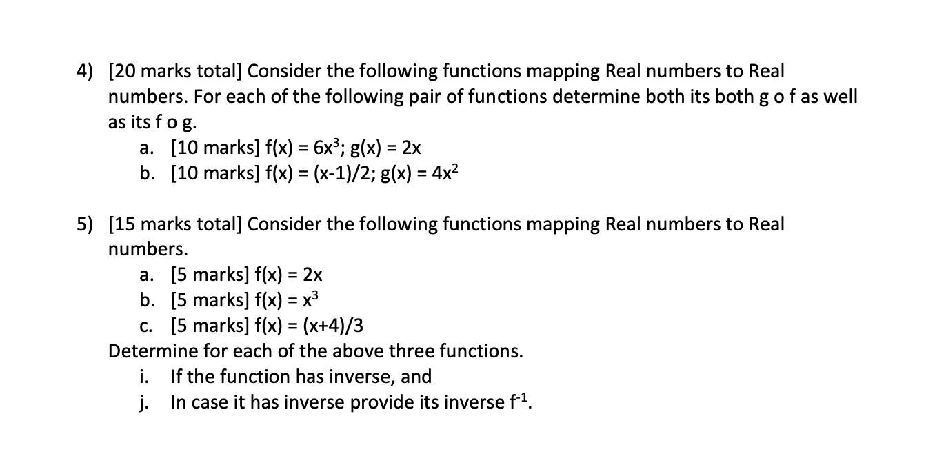 Solved 4) [20 marks total] Consider the following functions | Chegg.com