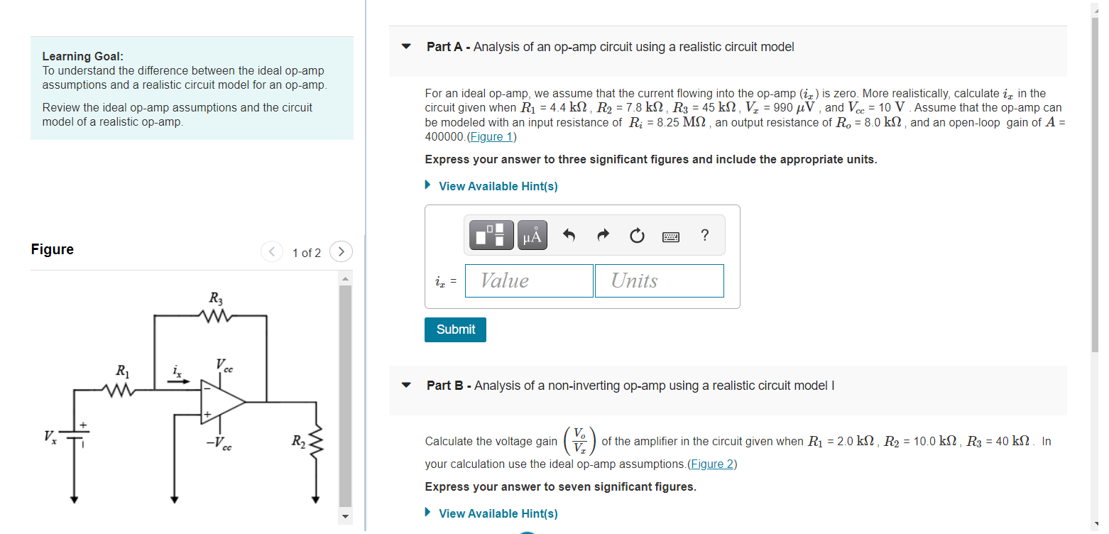 Solved Part A - Analysis of an op-amp circuit using a | Chegg.com