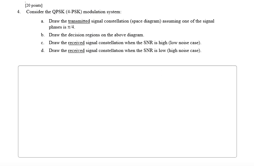 Solved [20 points) 4. Consider the QPSK (4-PSK) modulation | Chegg.com