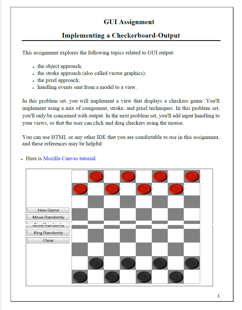 GUI Assignment Implementing a Checkerboard-Output | Chegg.com