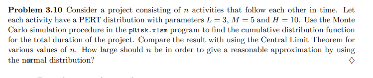 Solved Problem 3.10 Consider a project consisting of n | Chegg.com
