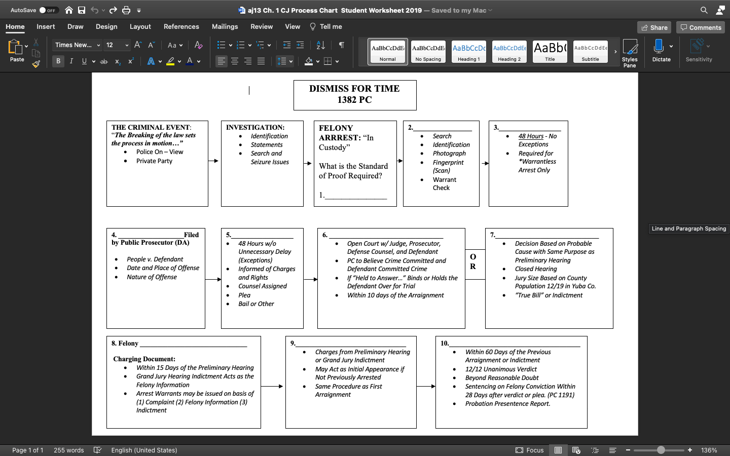 AutoSave OFF waj13 Ch. 1 CJ Process Chart Student | Chegg.com