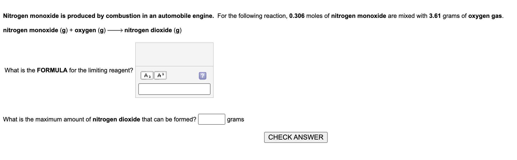 Solved Nitrogen monoxide is produced by combustion in an | Chegg.com