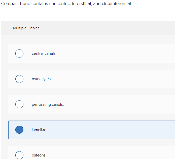 Solved Compact bone contains concentric, interstitial, and | Chegg.com