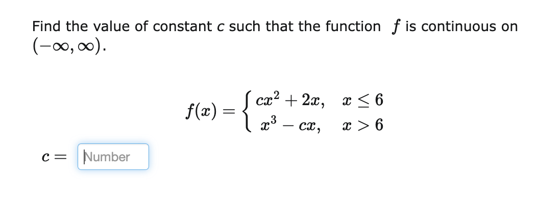 Solved Find the value of constant c ﻿such that the function | Chegg.com