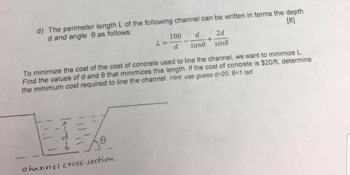 Solved d) The perimeter length L of the following channel | Chegg.com