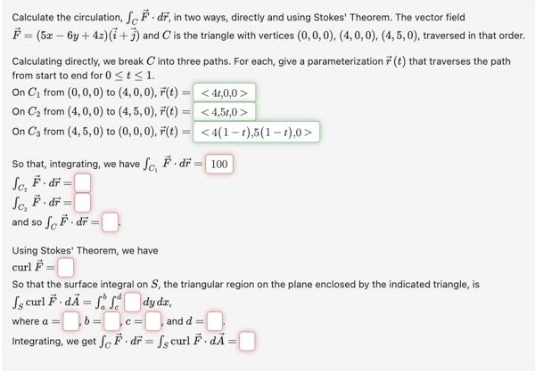 Solved Calculate the circulation, ∫CF⋅dr, in two ways, | Chegg.com