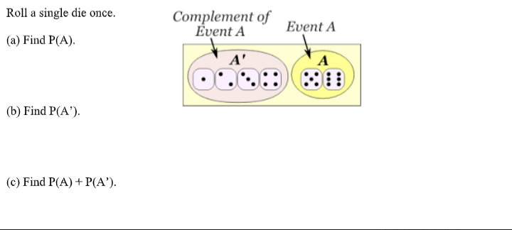 Solved Roll a single die once. (a) Find P(A). (b) Find | Chegg.com