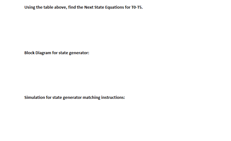 Solved Transition Table for the State Generator: (The | Chegg.com