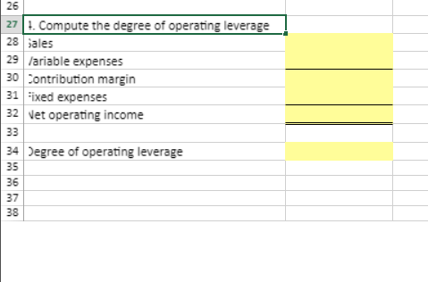 Solved CVP Analysis using Excel's Basic Math Functions JPL, | Chegg.com