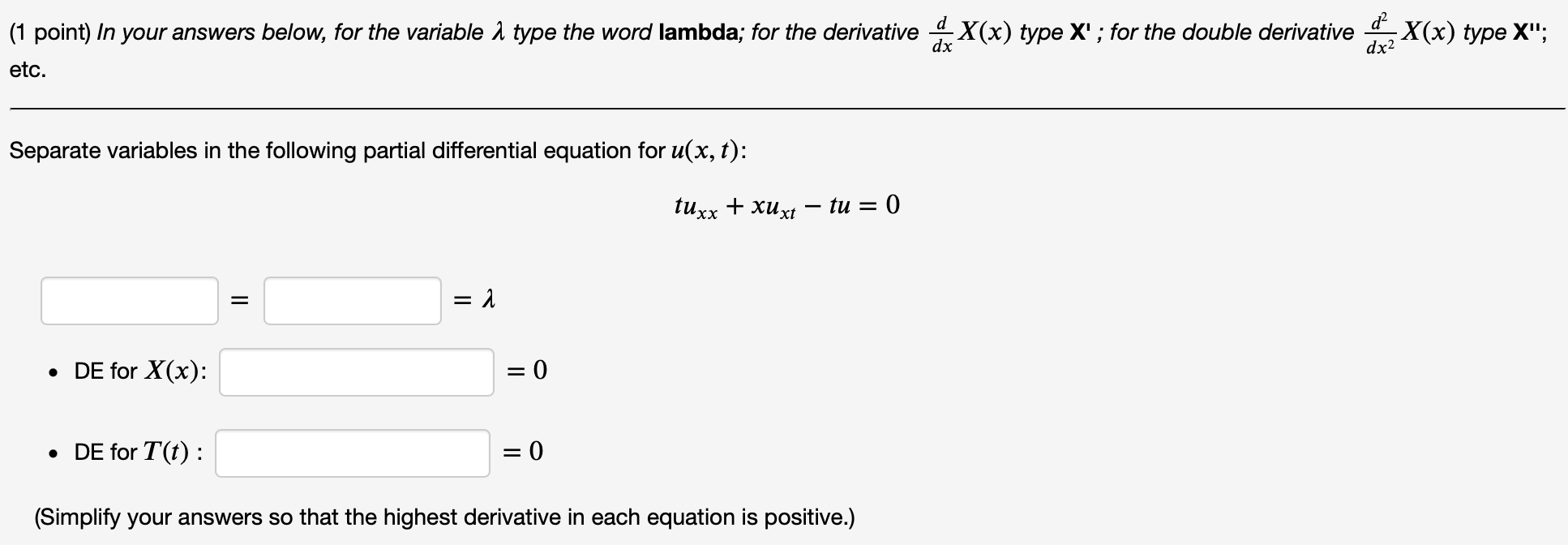 Solved In your answers below, for the variable 𝜆λ type | Chegg.com