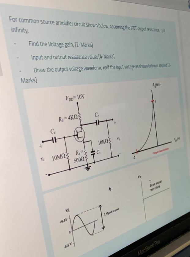 Solved For common source amplifier circuit shown below, | Chegg.com