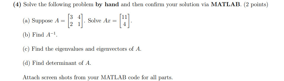 Solved (4) Solve the following problem by hand and then | Chegg.com