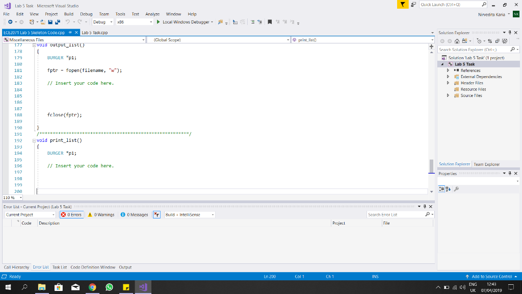 Solved Task Have a look through the skeleton code. Your | Chegg.com
