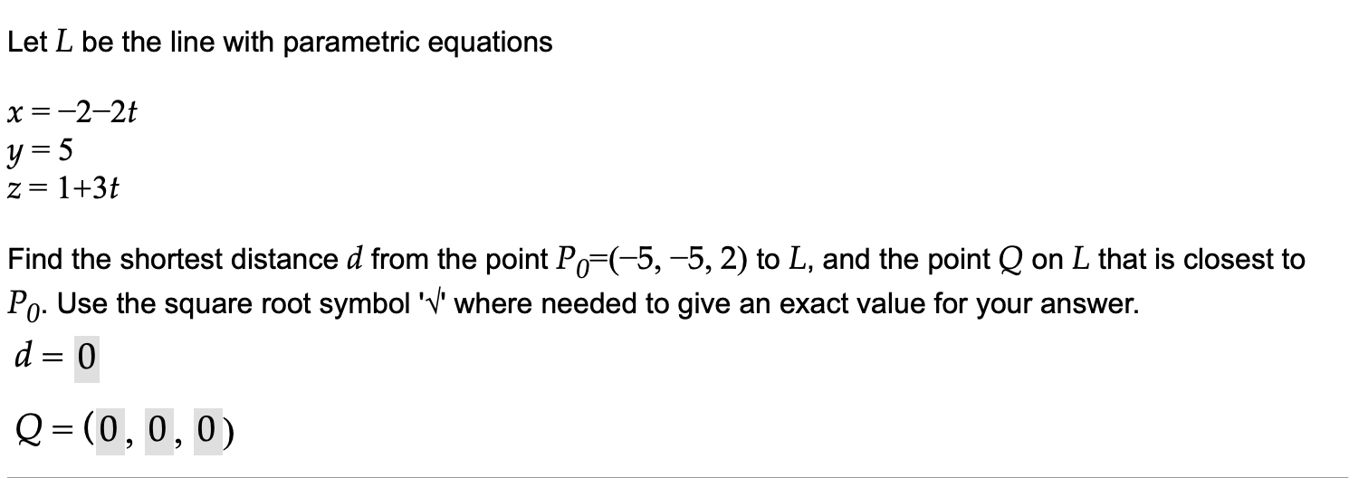 Solved Let L be the line with parametric equations | Chegg.com