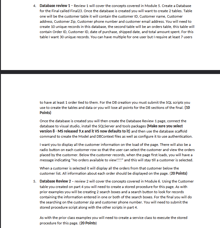 Solved 4. ﻿Database review 1 - ﻿Review 1 ﻿will cover the | Chegg.com