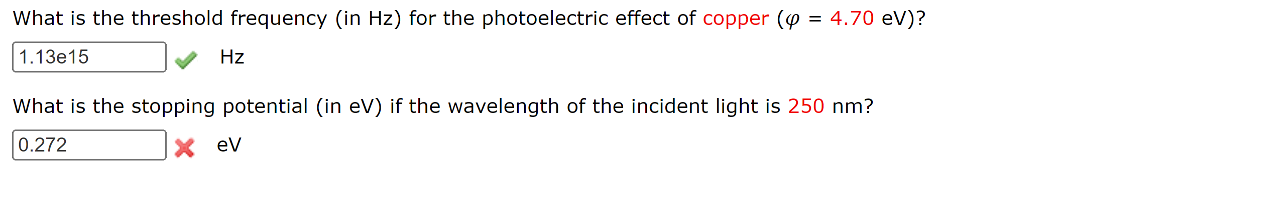 Solved What is the threshold frequency (in Hz ) for the | Chegg.com