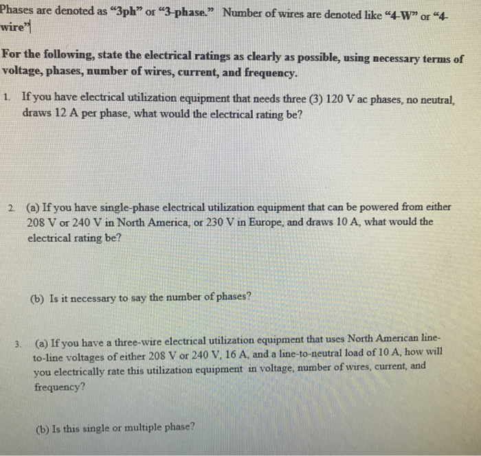 Solved Phases are denoted as "3ph" or "3-phase" Number of | Chegg.com