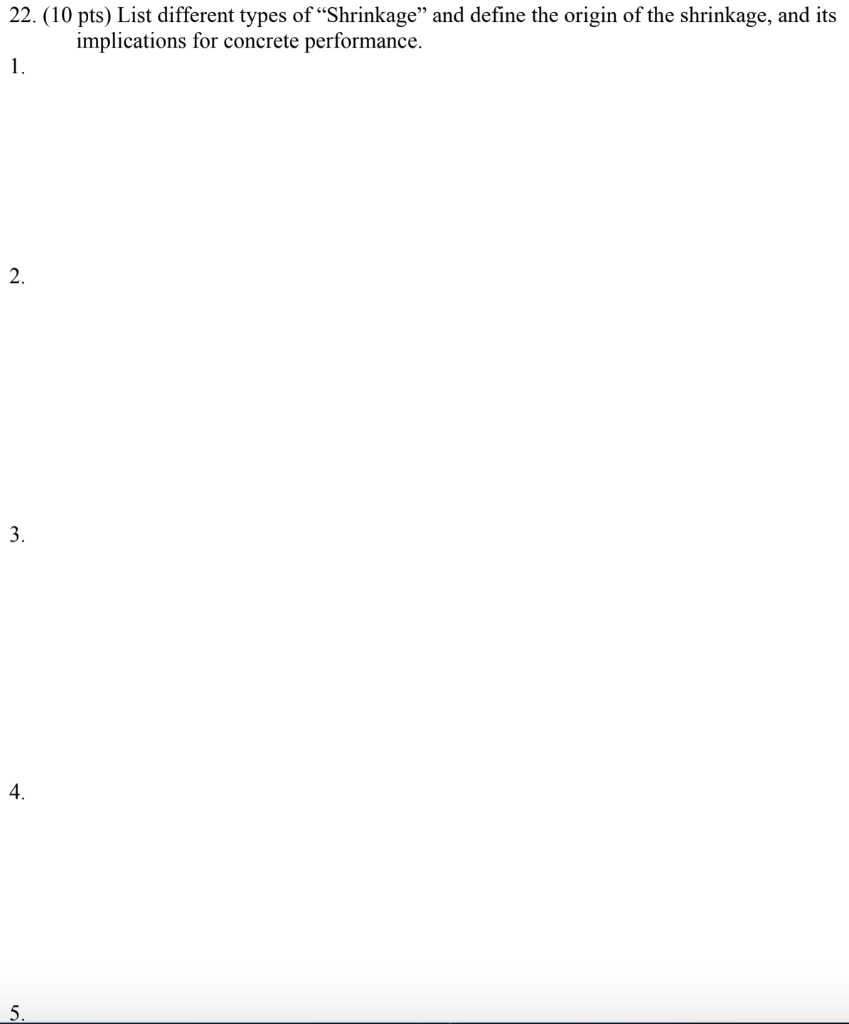 Solved 22. (10 pts) List different types of "Shrinkage” and | Chegg.com