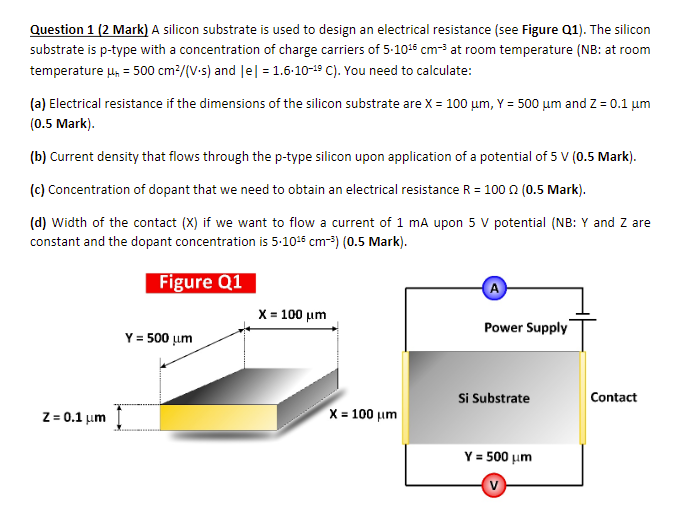Solved Question 1 (2 Mark) A silicon substrate is used to | Chegg.com