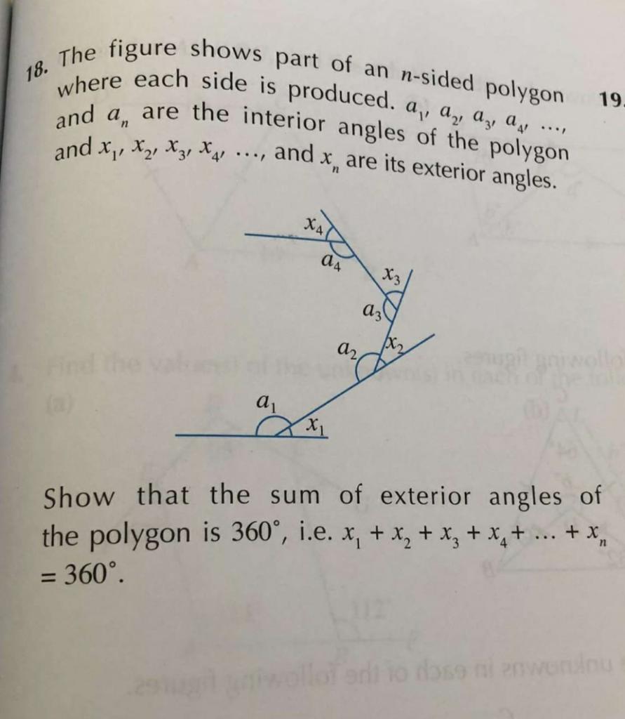 Solved 18. The figure shows part of an n-sided polygon where | Chegg.com