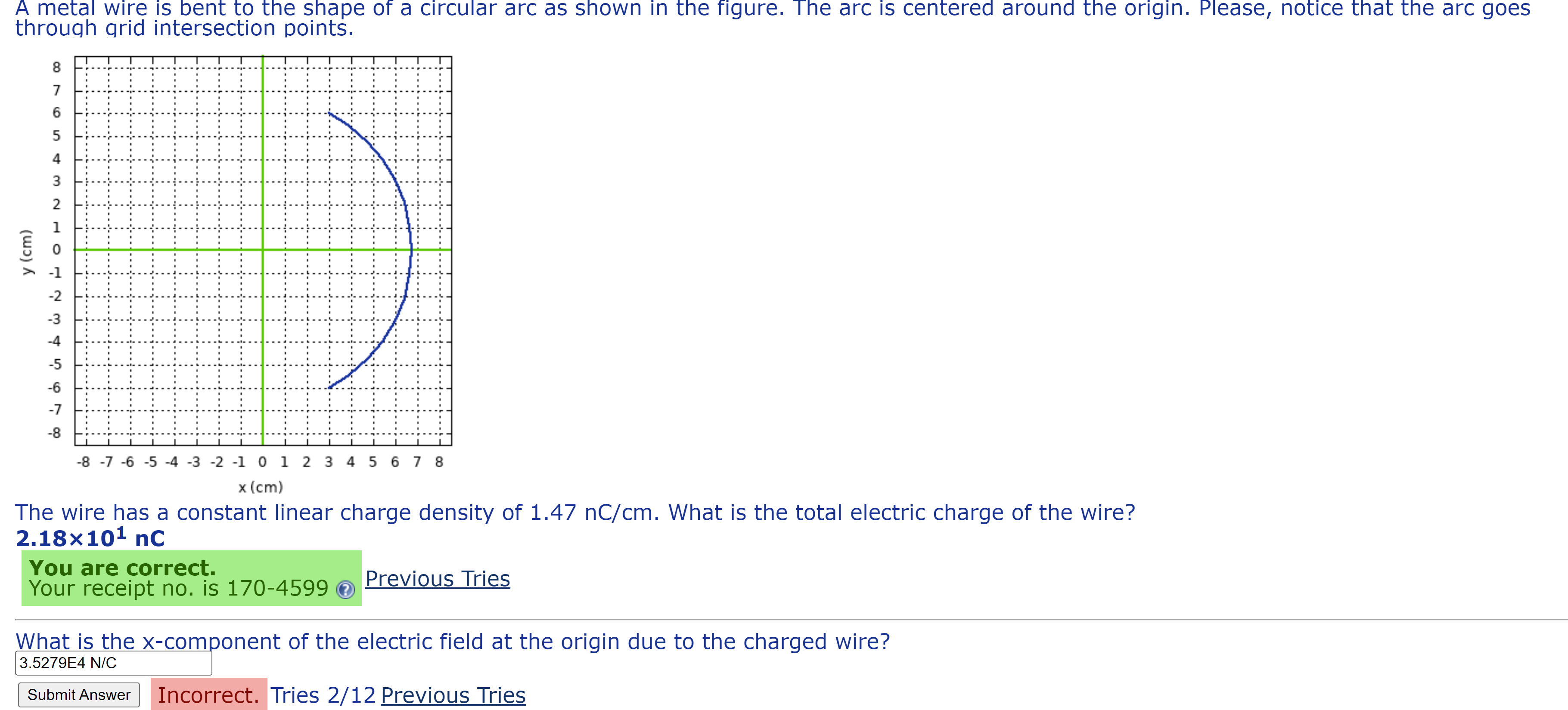 Solved A metal wire is bent to the shape of a circular arc | Chegg.com