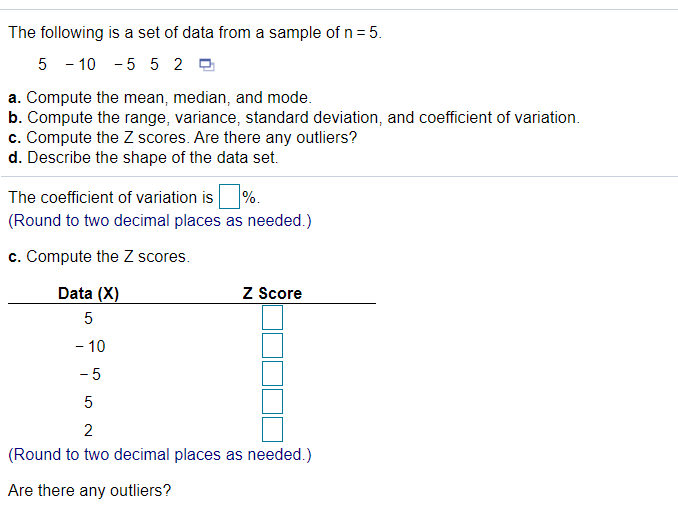 Solved The following is a set of data from a sample of n=5. | Chegg.com
