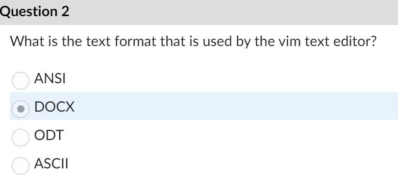 Solved What is the text format that is used by the vim text | Chegg.com