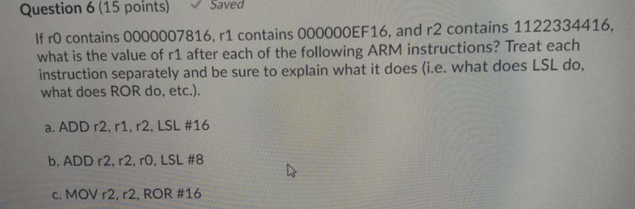 Solved Question 6 (15 points) Saved If ro contains | Chegg.com