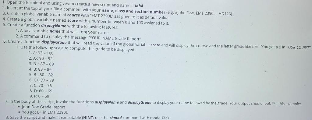 Solved 1. Open the terminal and using vi/vim create a new | Chegg.com