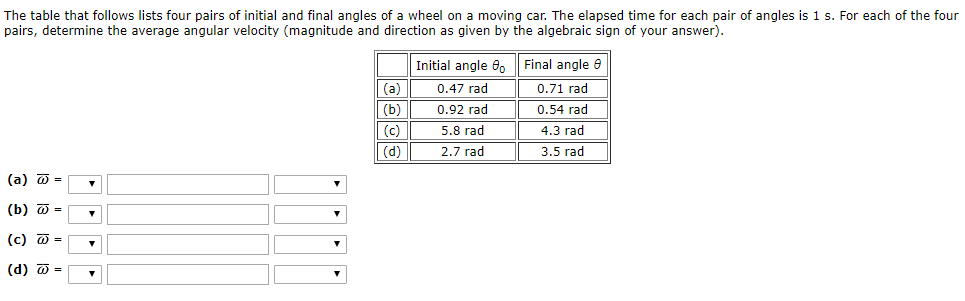 Solved The table that follows lists four pairs of initial | Chegg.com