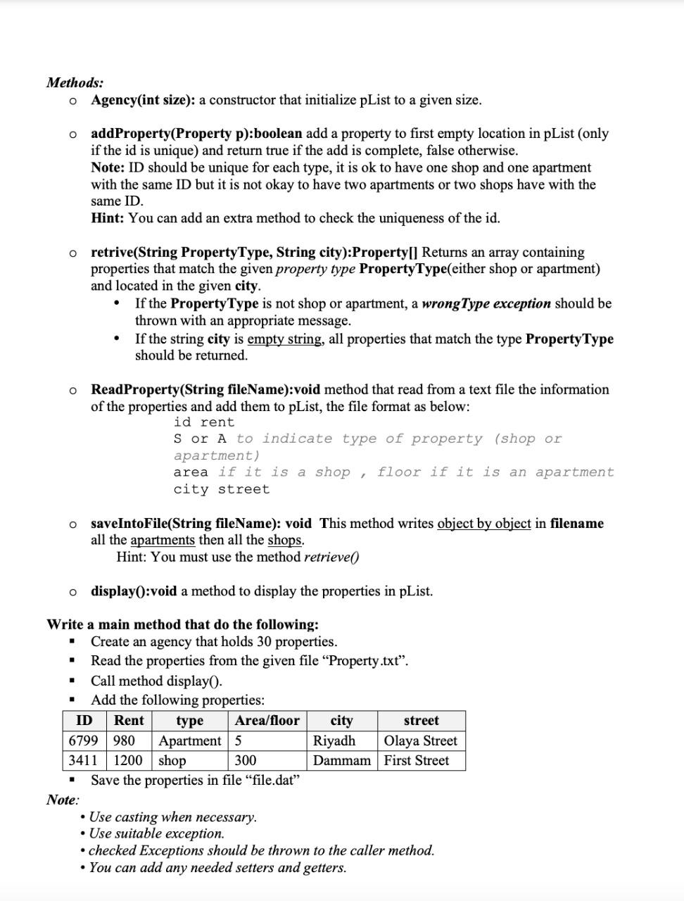 Complete following java classes Skelton | Chegg.com