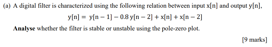 Solved (a) A digital filter is characterized using the | Chegg.com