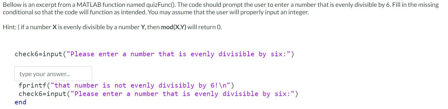 Solved Bellow is an excerpt from a MATLAB function named | Chegg.com