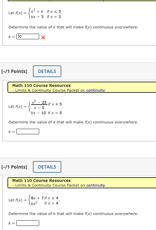 Solved Let f(x) = x3 + k if x 5 3 kx - 3 if x > 3 Determine | Chegg.com Solved Let f(x) = x3 + k if x 5 3 kx - 3 if x > 3 Determine | Chegg.com