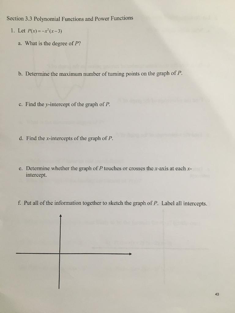 Solved Section 3.3 Polynomial Functions and Power Functions | Chegg.com