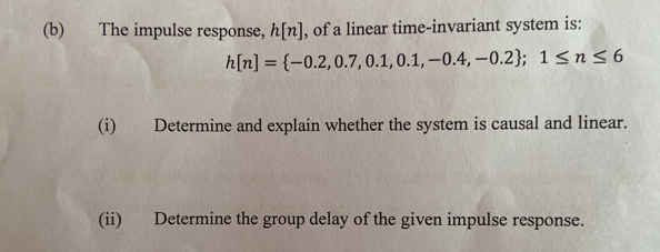 Solved The impulse response, h[n], of a linear | Chegg.com