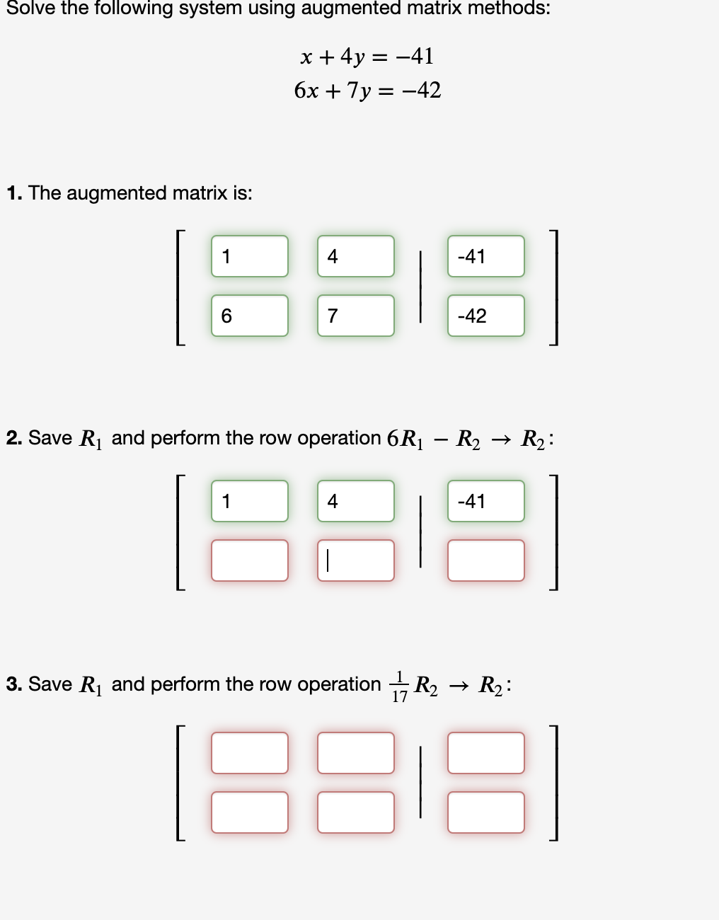 Solved Solve the following system using augmented matrix | Chegg.com